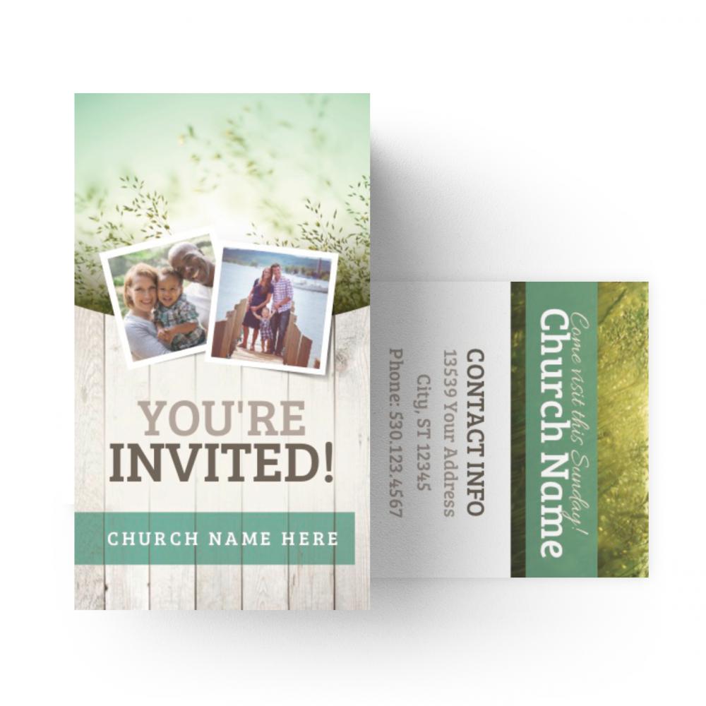 You're Invited Green Field - Mini Invitation Card