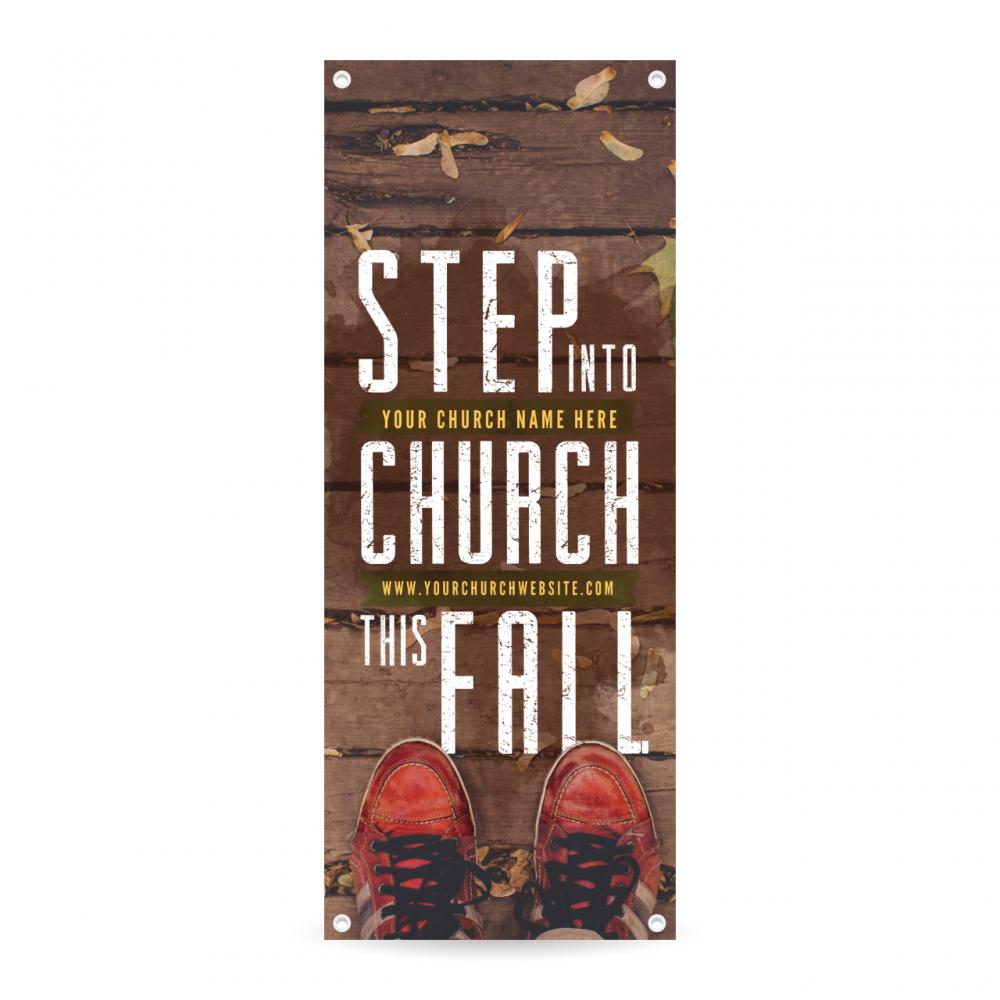 Step Into Church - Vertical Banner