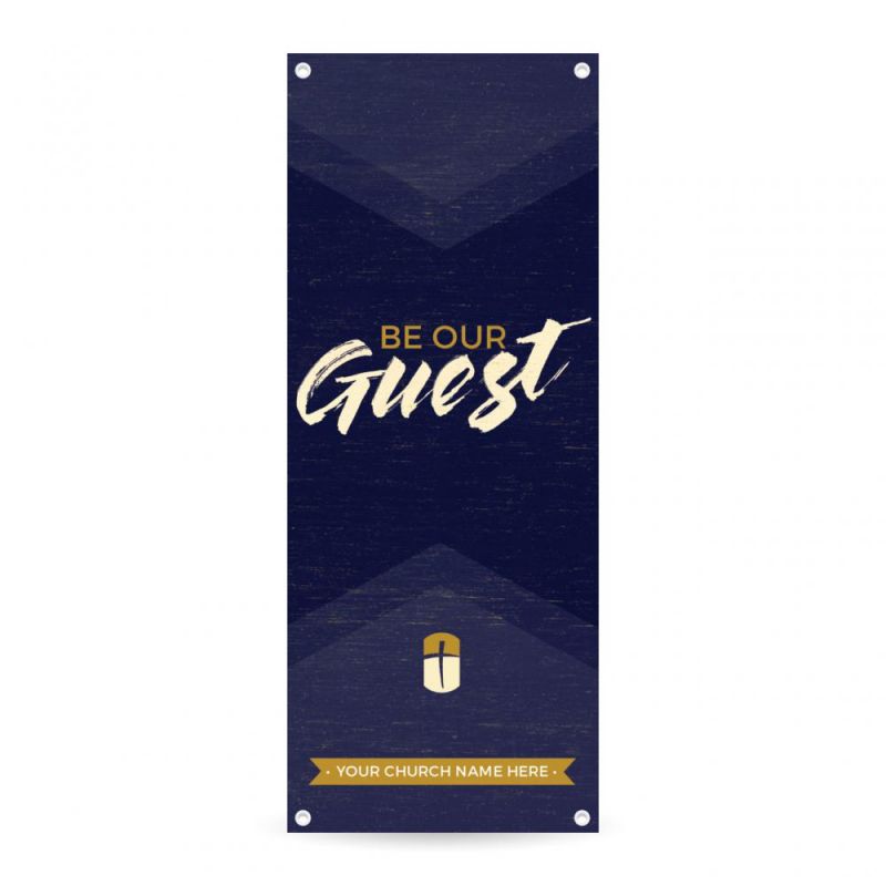 Be Our Guest Purple Wood - Vertical Banner